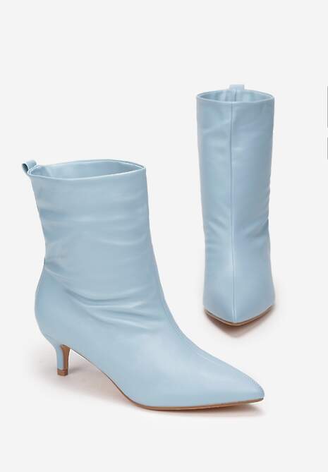 Niebieskie Botki na Obcasie ze Szpiczastym Noskiem Currington - Renee