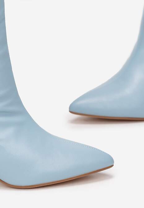 Niebieskie Botki na Obcasie ze Szpiczastym Noskiem Currington - Renee