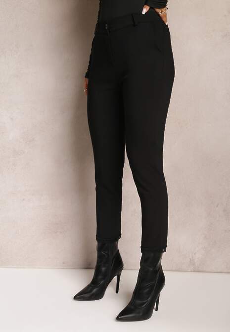 Czarne Materiałowe Spodnie Cygaretki Riandra - Renee