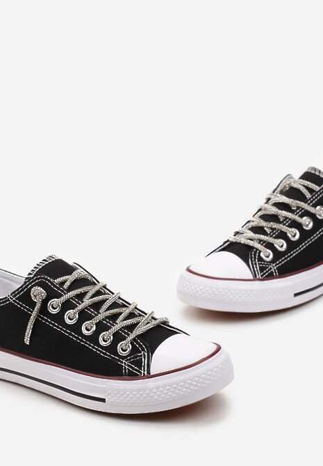 Czarne Trampki z Wiązaniem w Cyrkonie Termell - Renee