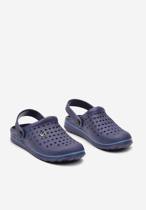 Granatowe Klapki Ażurowe z Miękkiej Pianki Sevonia - Renee