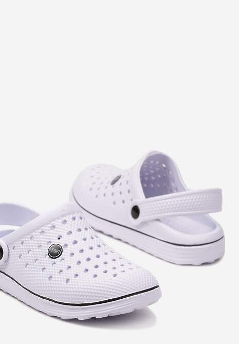 Białe Klapki Ażurowe z Miękkiej Pianki Sevonia - Renee