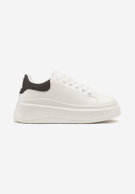 Biało-Czarne Sneakersy na Platformie z Misiem Miliene - Renee