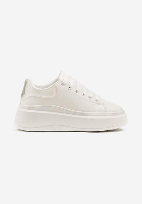 Biało-Szare Sneakersy na Platformie z Misiem Miliene - Renee
