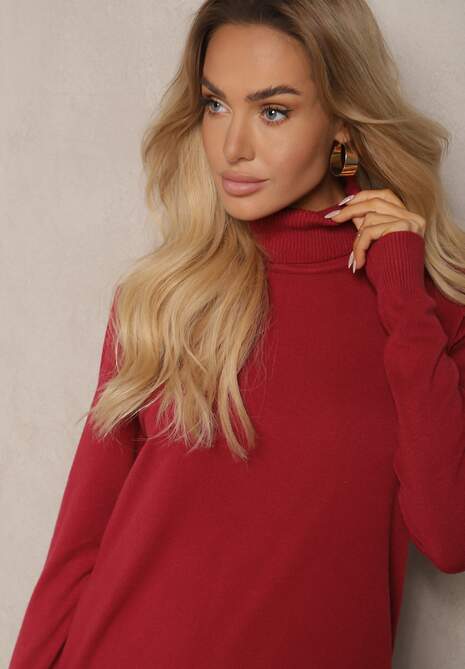 Bordowy Golf z Wełną i Kaszmirem o Klasycznym Kroju Giovane - Renee