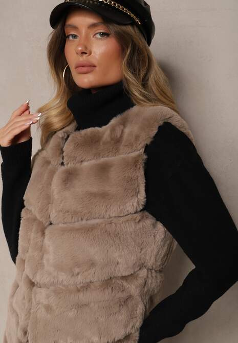 Beżowa Futrzana Kamizelka Afeth - Renee