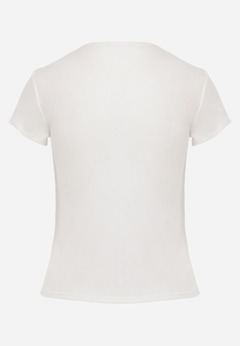 Biały Minimalistyczny T-shirt z Wiskozy ze Stójką Osessa - Renee