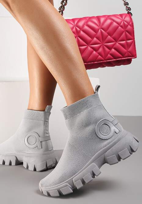 Szare Sneakersy Langaria - Renee