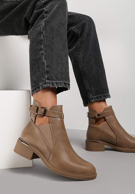 Ciemnobeżowe Botki Nyphia - Renee