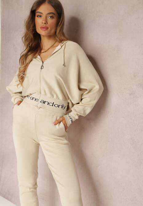 Jasnobeżowy 2-częściowy Komplet Dresowy z Wiskozy Rayima - Renee