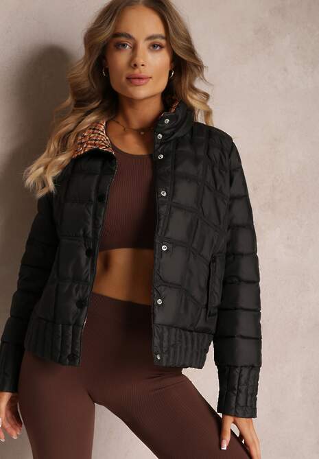 Czarna Pikowana Kurtka Dwustronna Kimbera - Renee