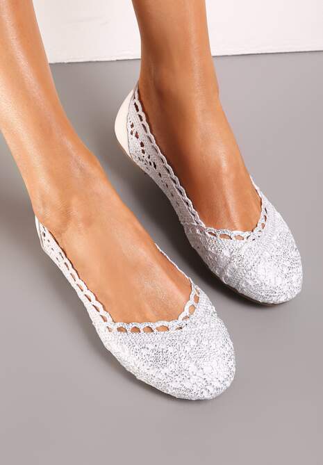 Balerini Argintii Dantelă Sham - Renee