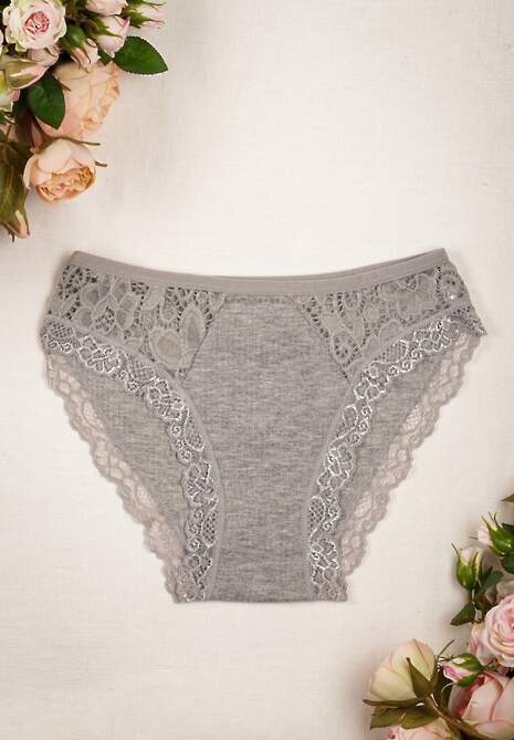 Szare Majtki z Koronkową Lamówką Figi Brexla - Renee