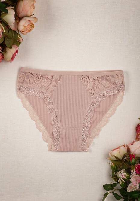 Beżowe Majtki z Koronkową Lamówką Figi Brexla - Renee