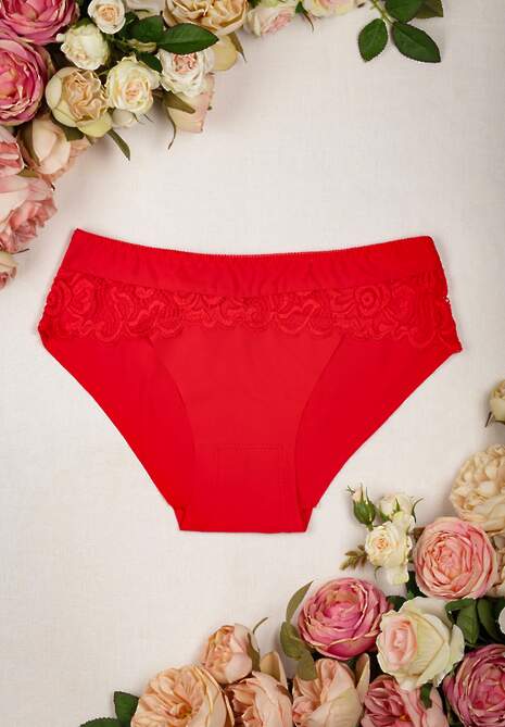 Czerwone Klasyczne Majtki Figi z Koronką Tiller - Renee