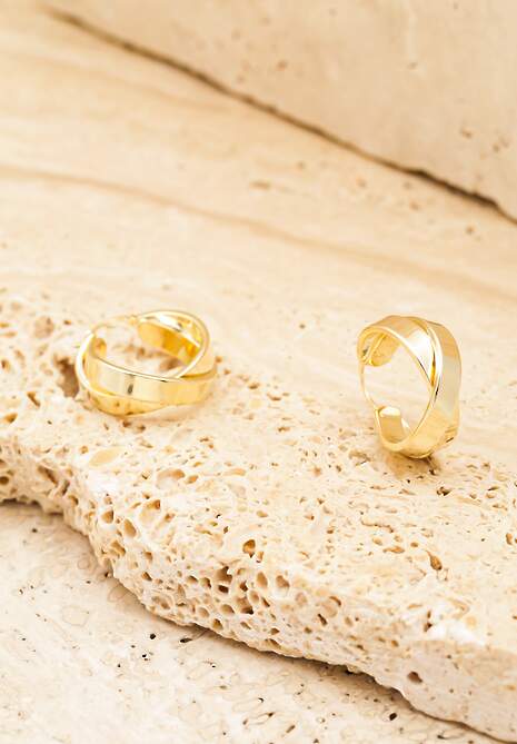 Złote Grube Kolczyki Koła ze Stali Nierdzewnej Lipdera - Renee