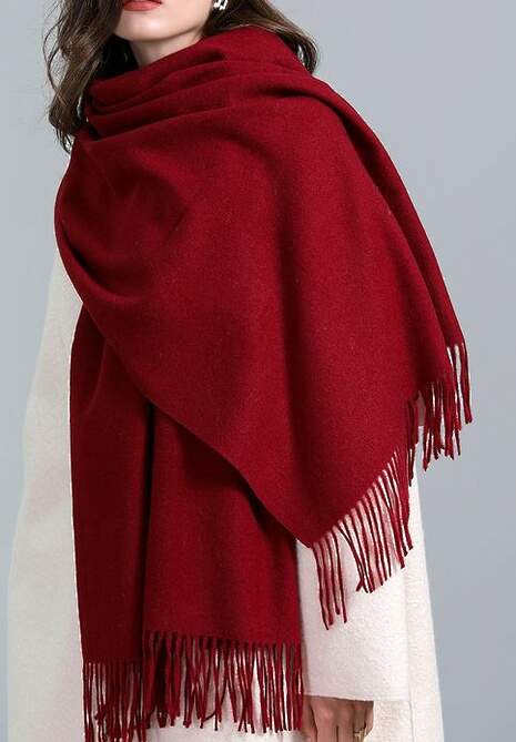 Bordowy Szalik z Wiskozą Bawełną i Frędzlami Siathlin - Renee