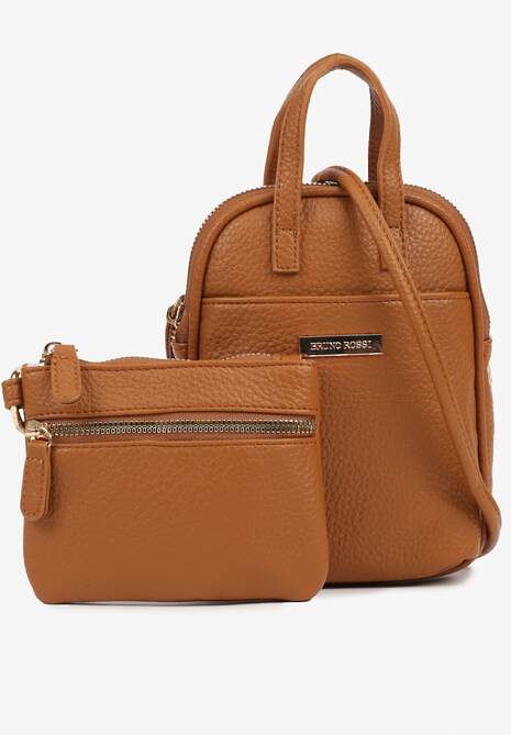 Brązowa Torebka z Rączką i Paskiem Mini z Portmonetką Galbia - Renee