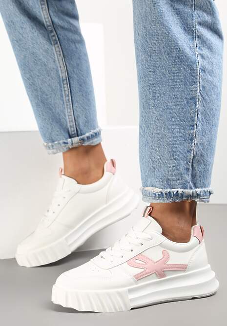 Biało-Różowe Sneakersy na Platformie Pheladia - Renee