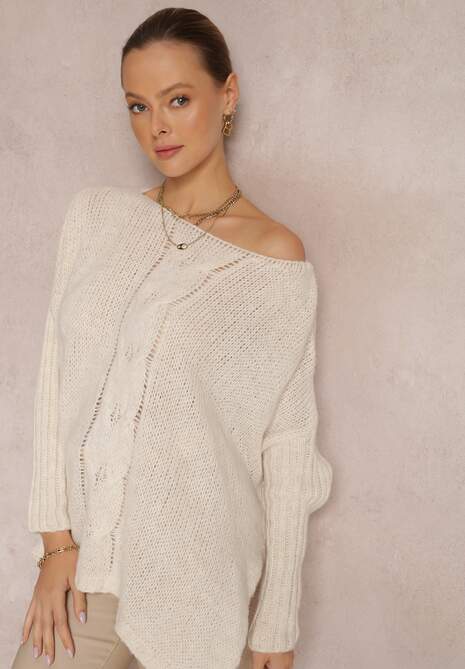 Beżowy Sweter Wełniany Oversize Assa - Renee