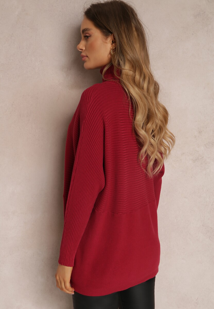 Bordowy Golf Prążkowany Jassa - Renee