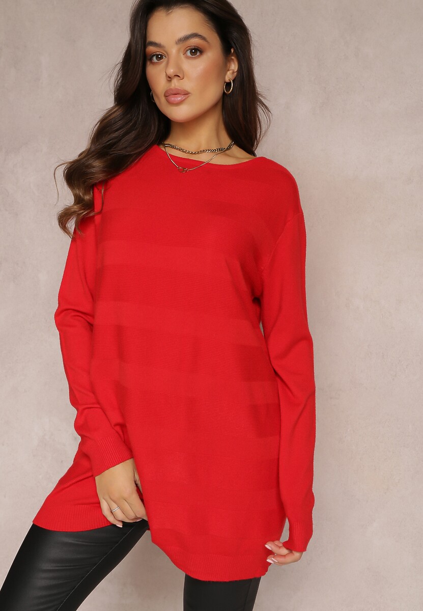 Czerwony Sweter Oversize Micha - Renee