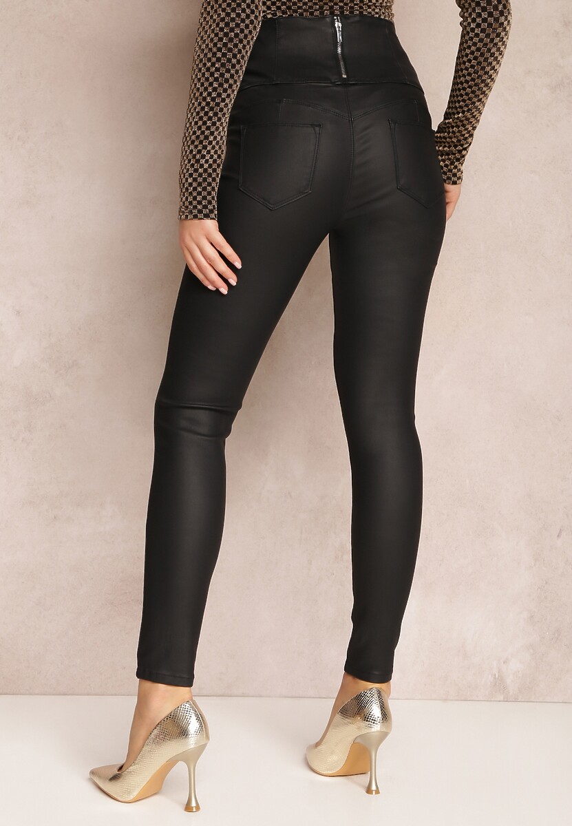 Czarne Spodnie Skinny z Imitacji Skóry Phorese - Renee Czarne Spodnie Skinny z Imitacji Skóry Phorese - Renee