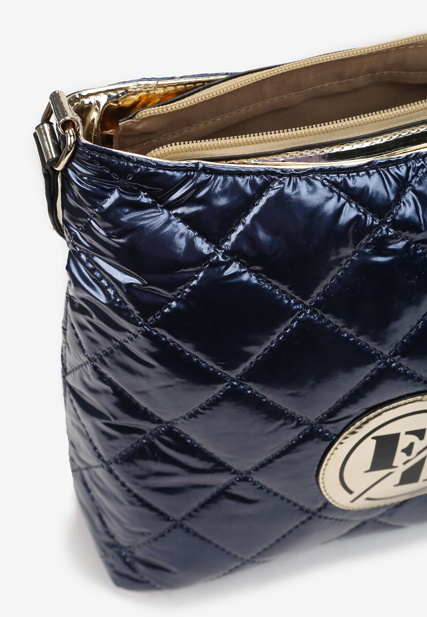 Niebieska Torebka na Ramię z Pikowaniem w Romby Tadici - Renee