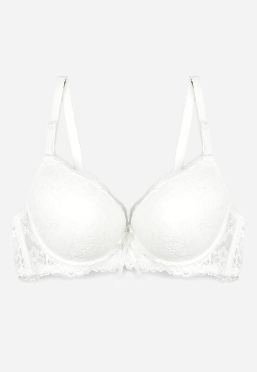 Biały Biustonosz Full Cup z Koronkowego Materiału Markiyah - Renee