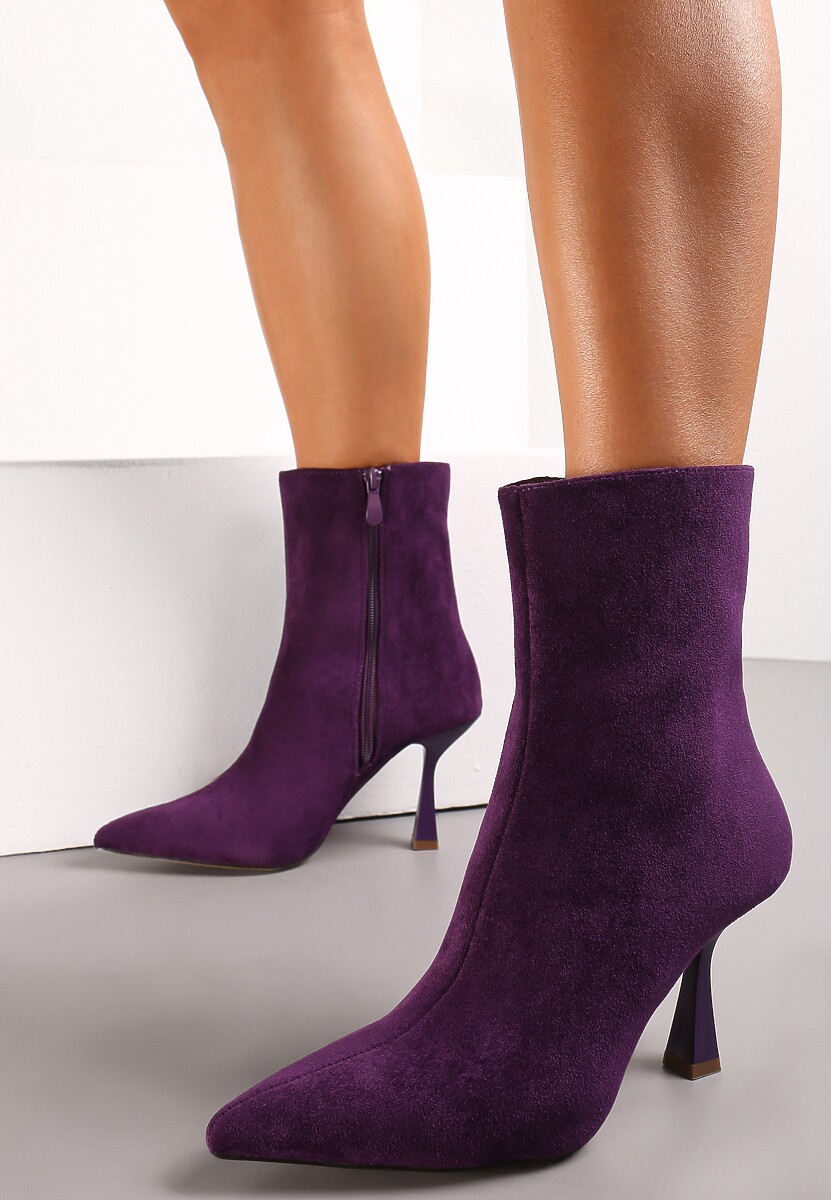 Fioletowe Botki na Wysokiej Klepsydrowej Szpilce Samilo - Renee