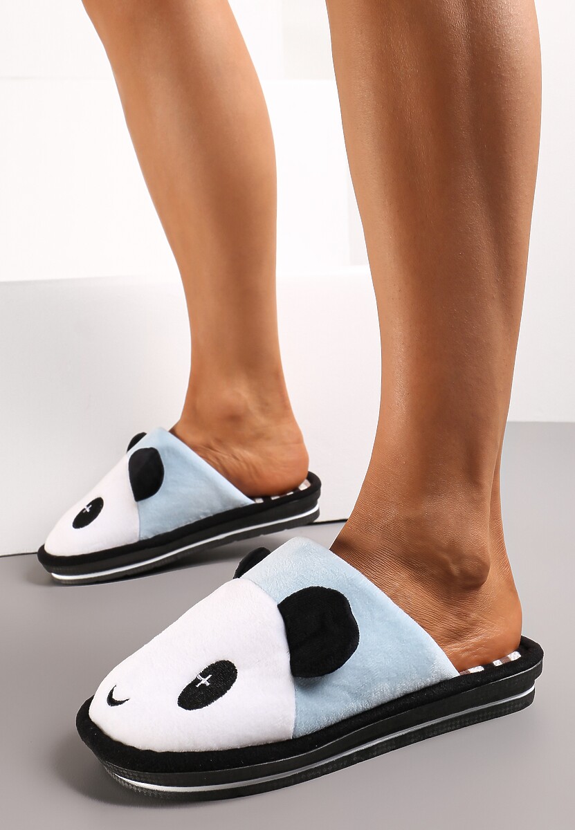 Niebieskie Kapcie z Wizerunkiem Pandy Jenila - Renee