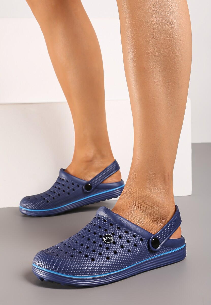 Granatowe Klapki Ażurowe z Miękkiej Pianki Sevonia - Renee