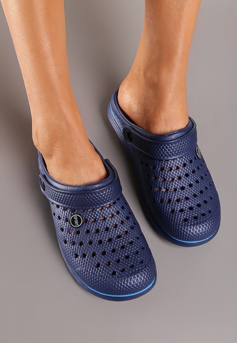 Granatowe Klapki Ażurowe z Miękkiej Pianki Sevonia - Renee