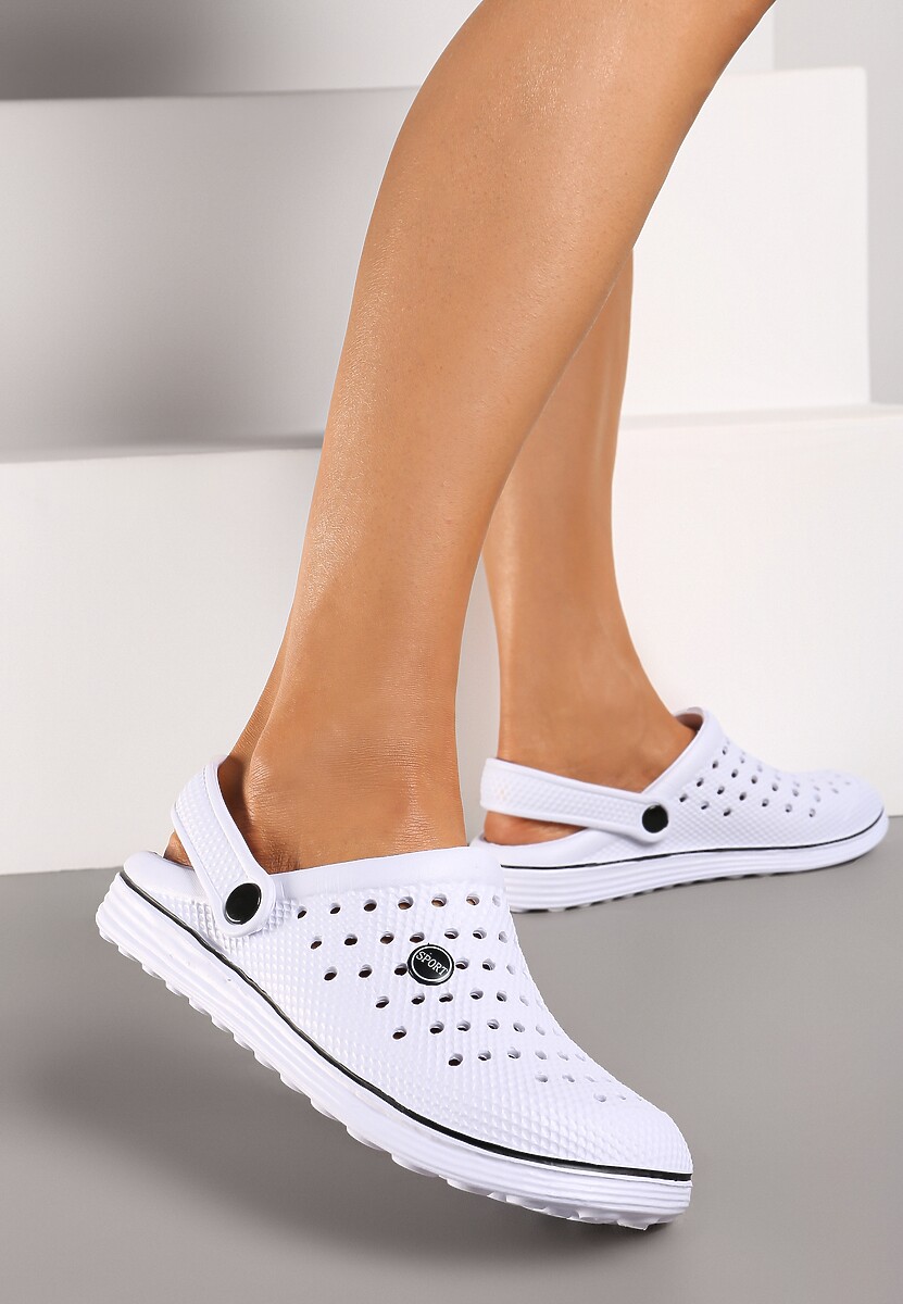 Białe Klapki Ażurowe z Miękkiej Pianki Sevonia - Renee