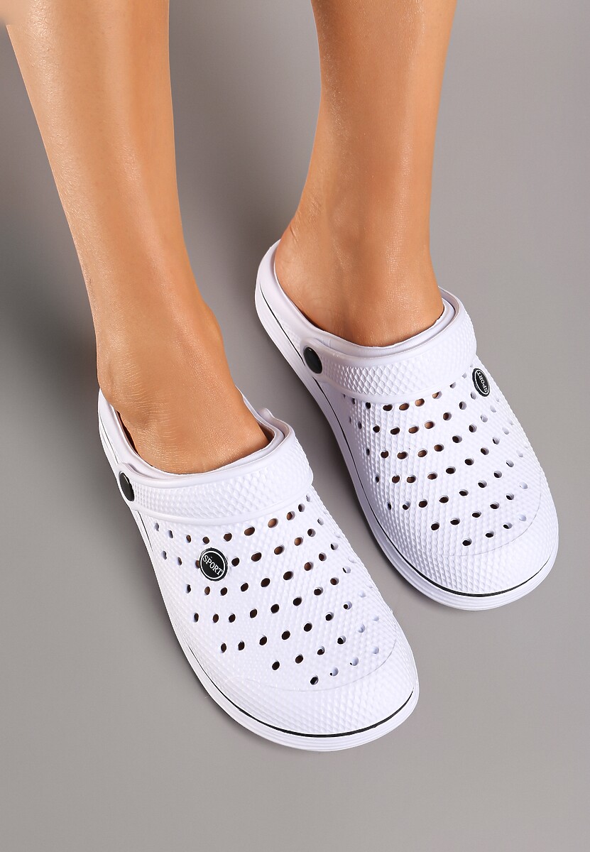 Białe Klapki Ażurowe z Miękkiej Pianki Sevonia - Renee