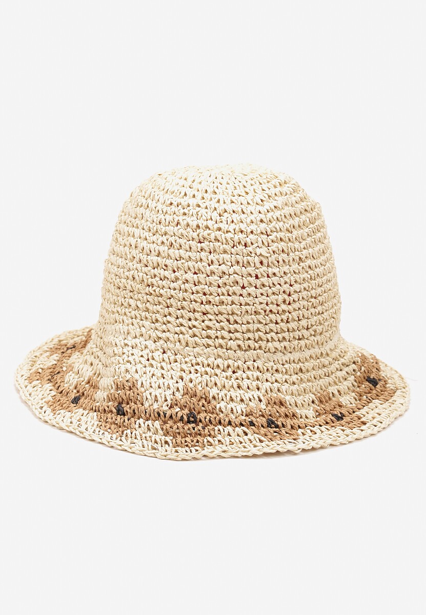 Beżowy Kapelusz w Stylu Boho z Szerokim Rondem Loramla - Renee
