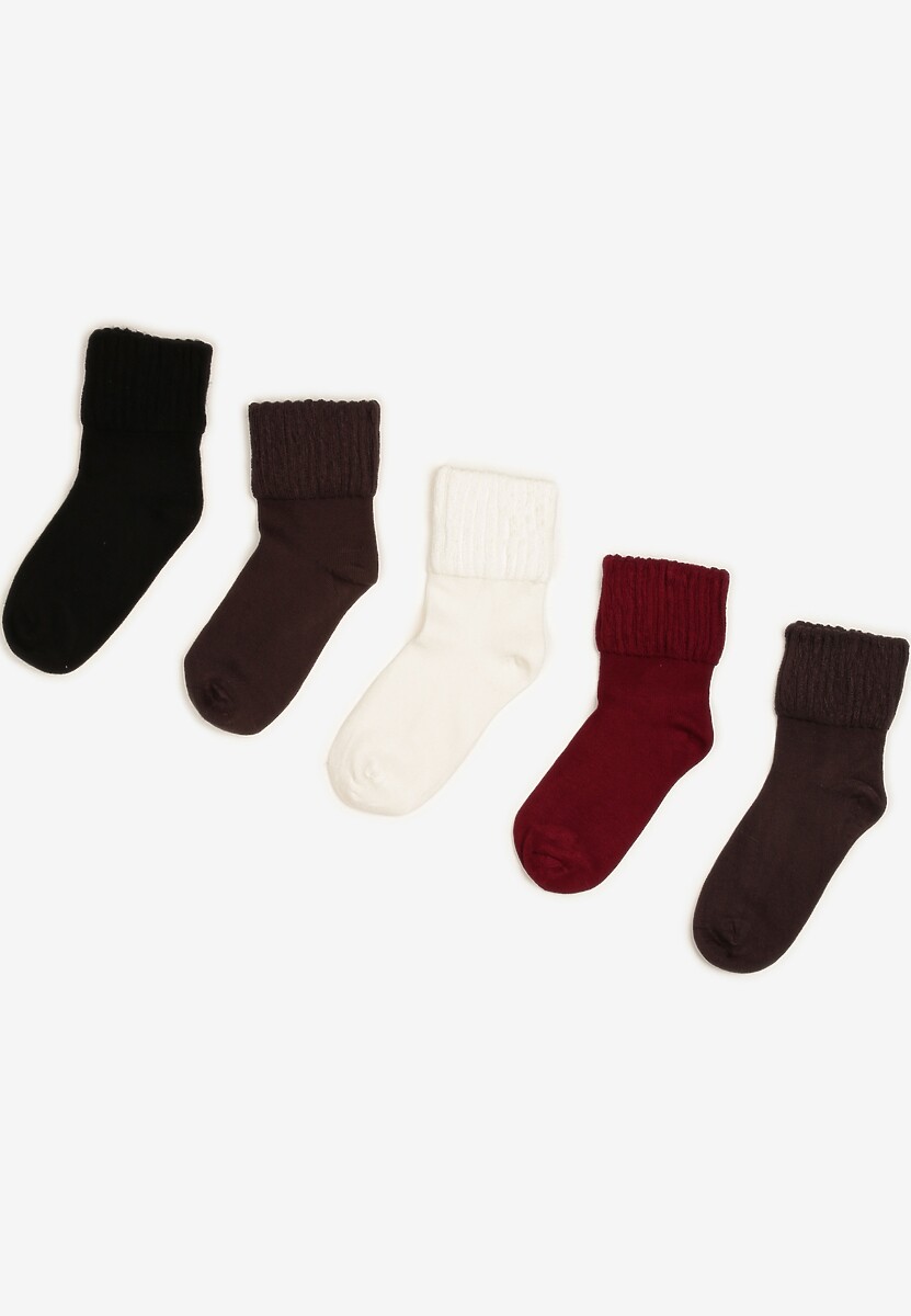 Wielokolorowe Skarpety 5-pack z Wiskozą Zdobione Prążkowym Ściągaczem ...