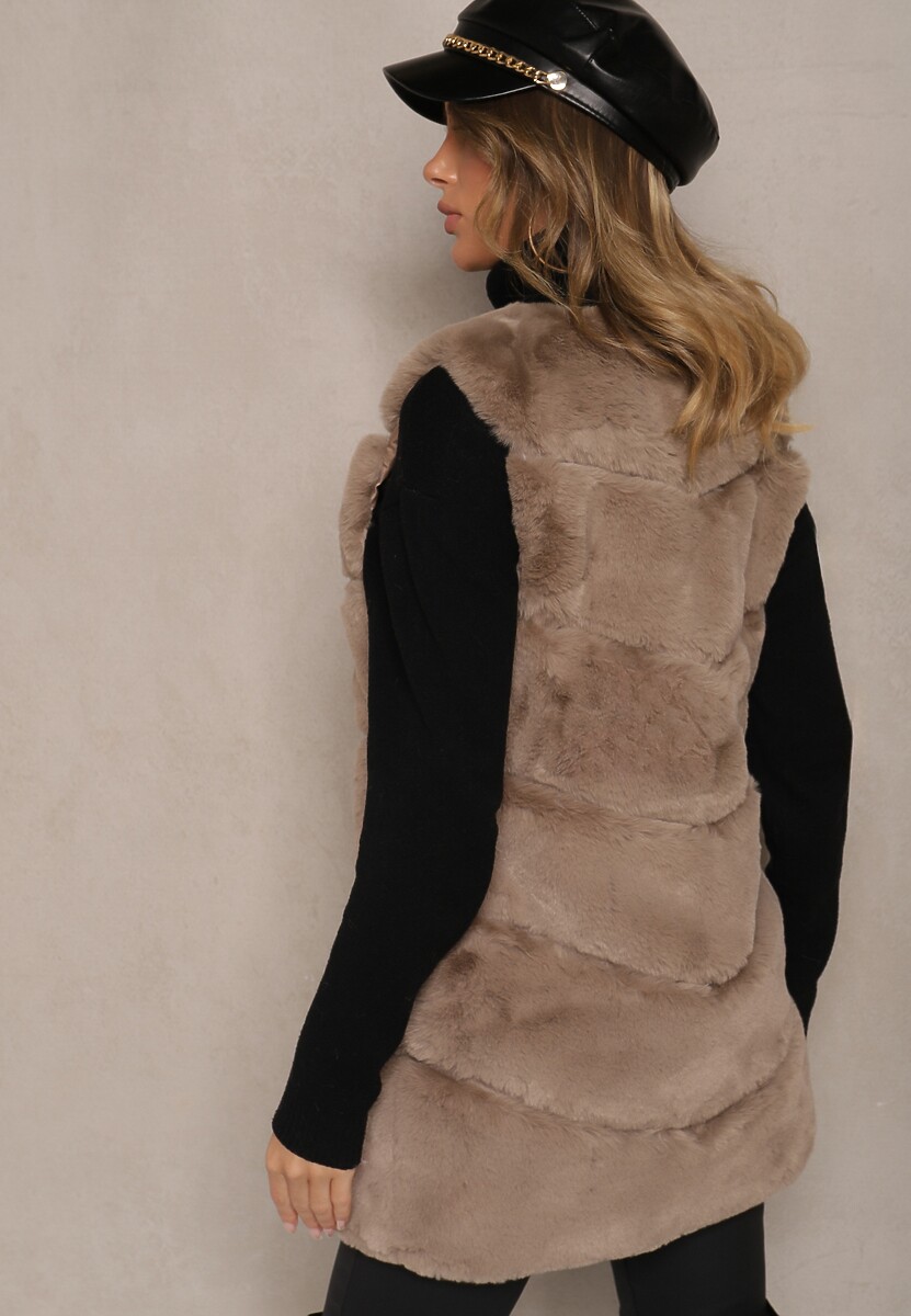 Beżowa Futrzana Kamizelka Afeth - Renee