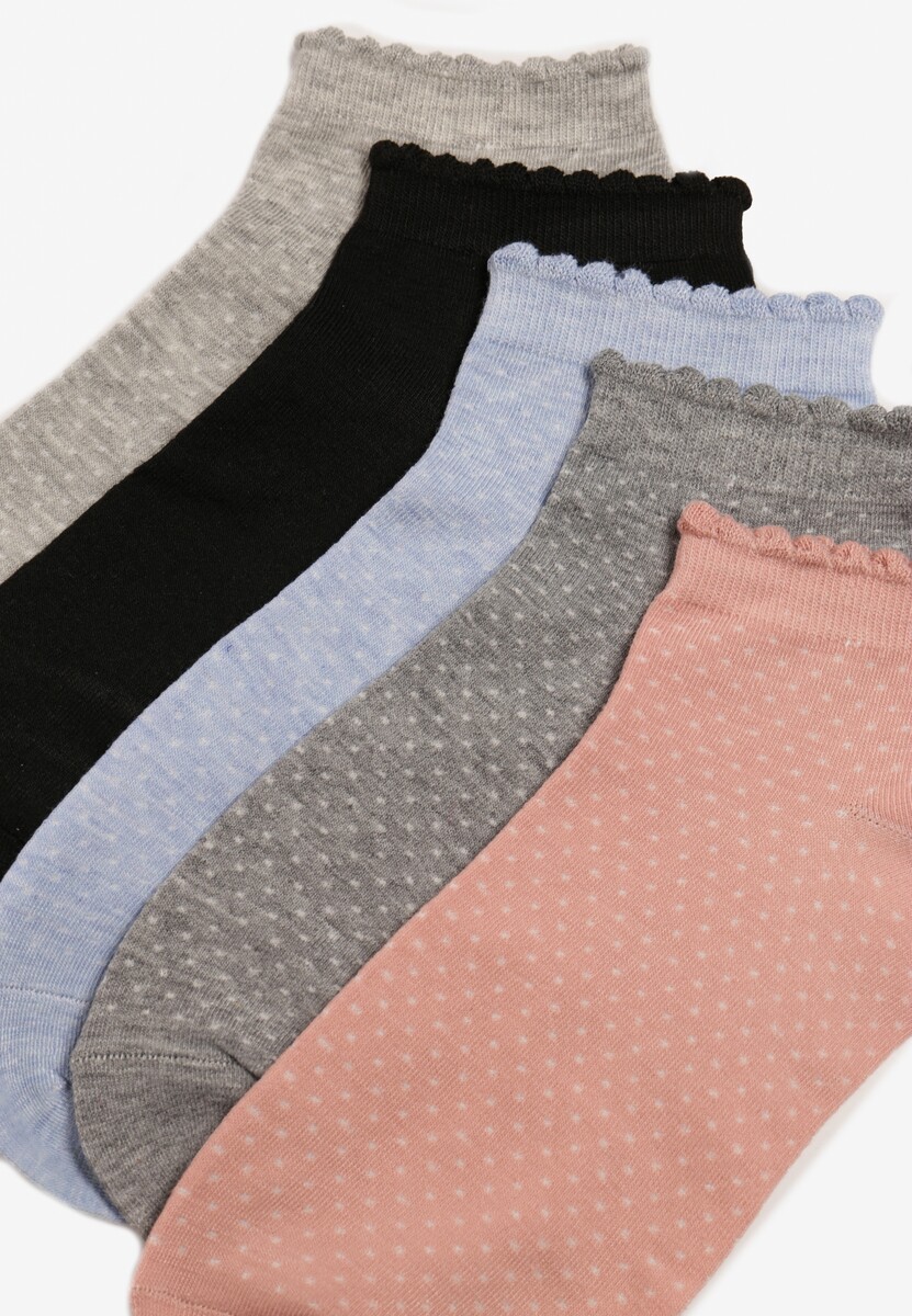 Wielokolorowe 5-pack Skarpety w Kropki do Kostek z Falbanką Menrida - Renee