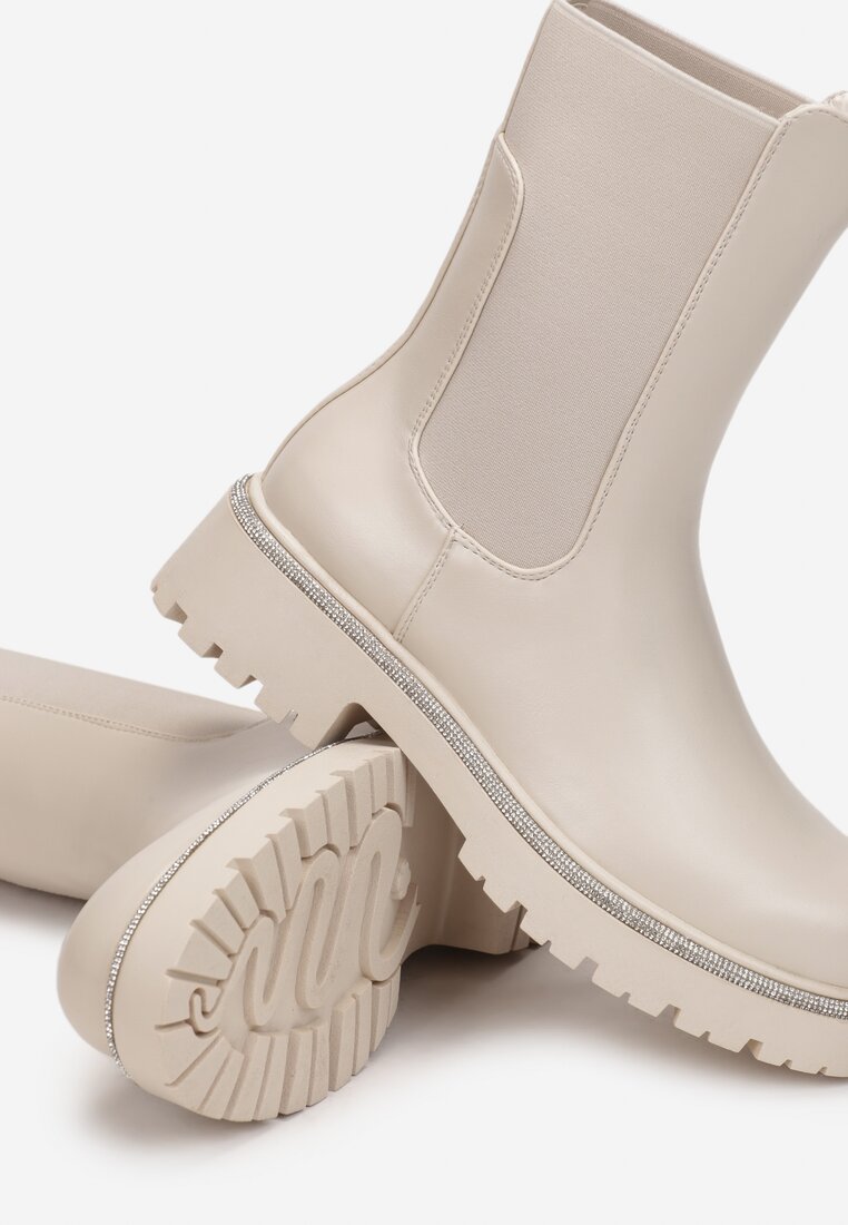 Beżowe Botki Sztyblety Perare - Renee