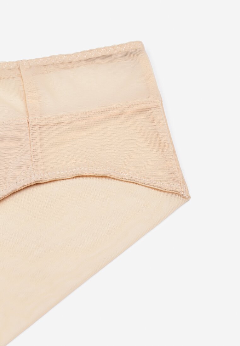 Beżowe Majtki Figi z Ozdobnej Siateczki Bonfiglio - Renee