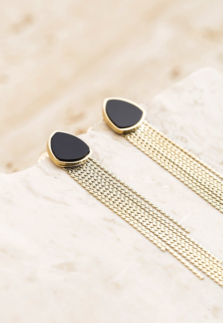 Złote Wiszące Kolczyki z Długimi Łańcuszkami Zamari - Renee