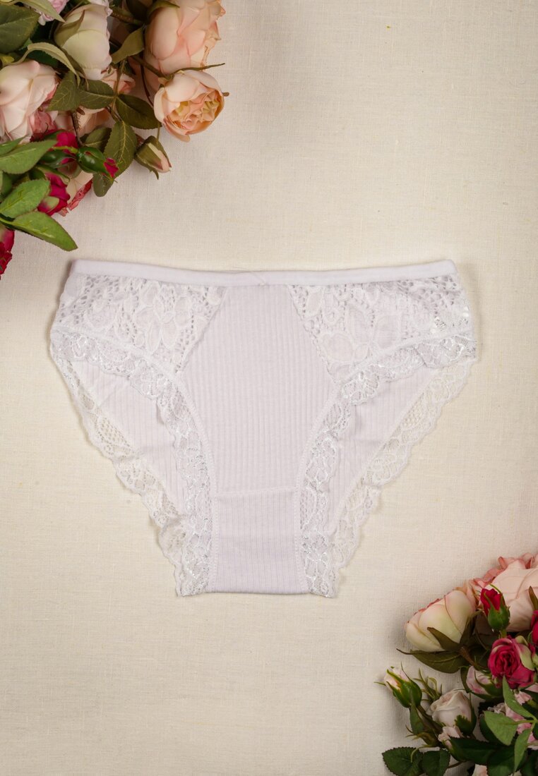 Białe Majtki z Koronkową Lamówką Figi Brexla - Renee