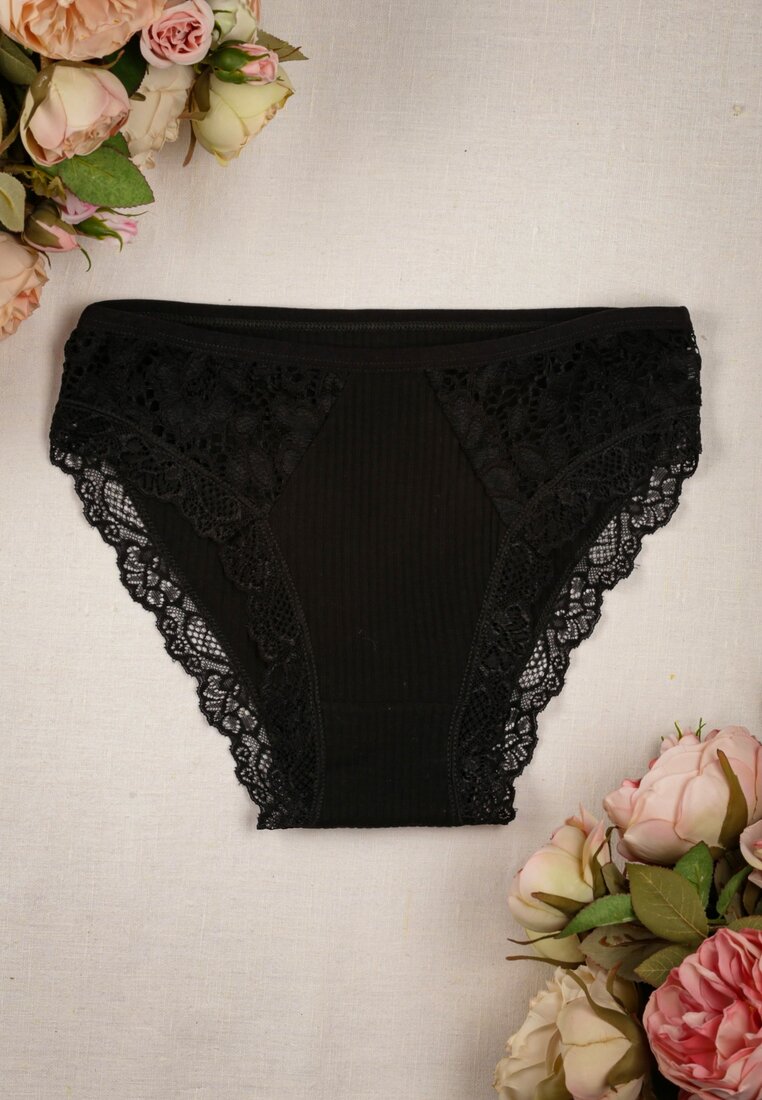 Czarne Majtki z Koronkową Lamówką Figi Brexla - Renee