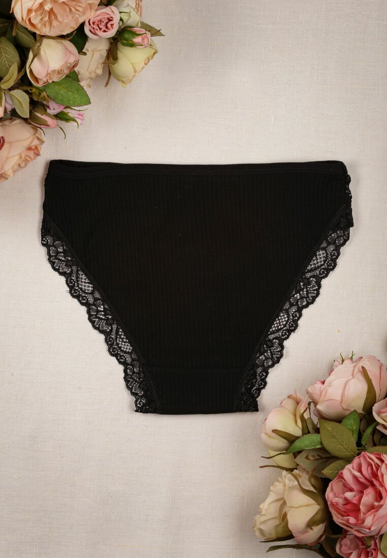 Czarne Majtki z Koronkową Lamówką Figi Brexla - Renee