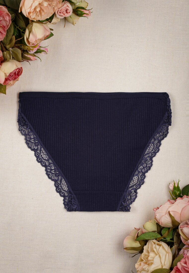 Granatowe Majtki z Koronkową Lamówką Figi Brexla - Renee
